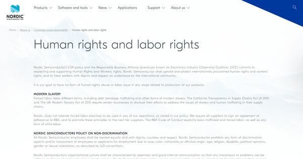 Human and labor rights - nordicsemi.com